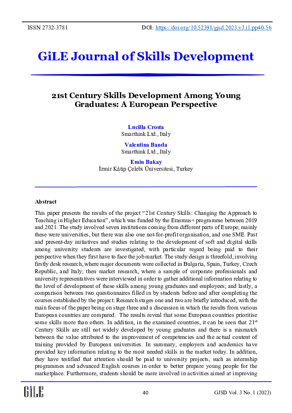 Pdf 21st Century Skills Development Among Young Graduates