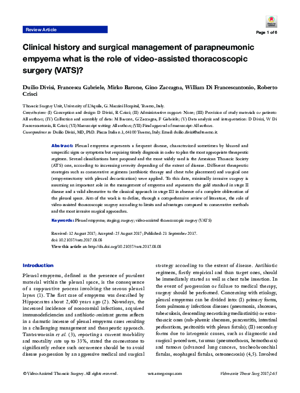(PDF) Clinical history and surgical management of parapneumonic empyema ...