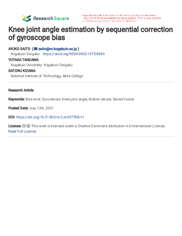 (PDF) Knee joint angle estimation by sequential correction of gyroscope ...