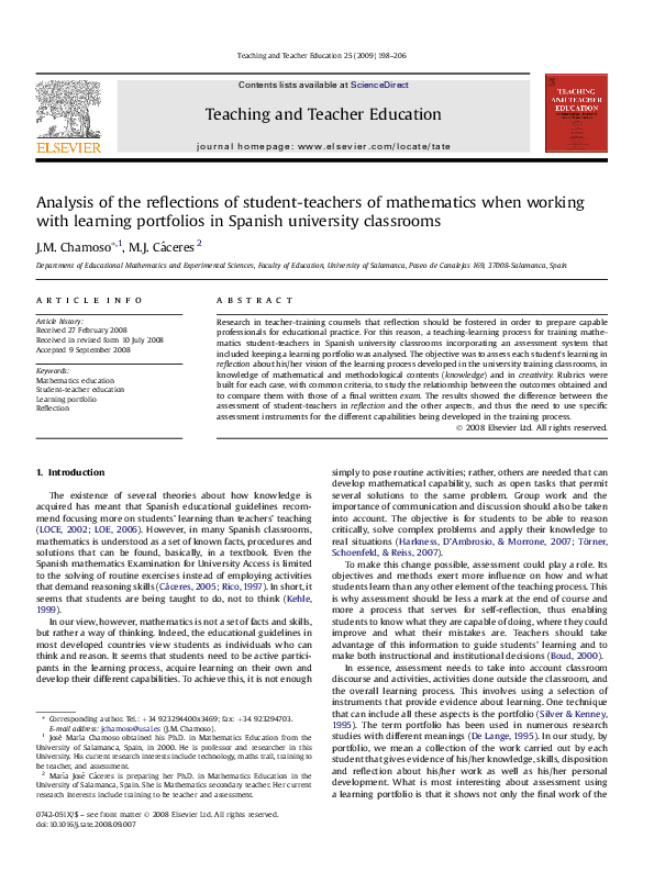 (PDF) Analysis of the reflections of student-teachers of mathematics ...