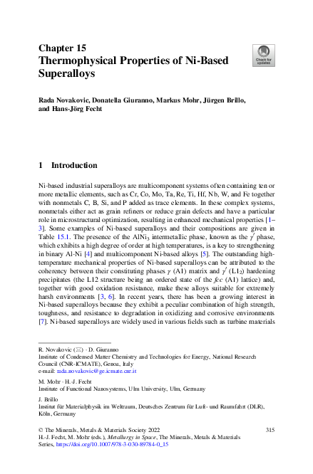 (PDF) Thermophysical Properties of Ni-Based Superalloys