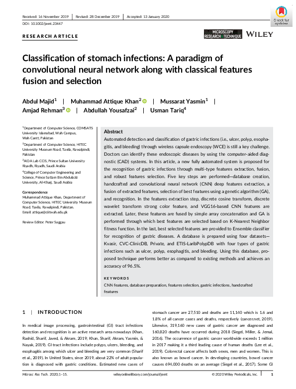 (PDF) Classification of stomach infections: A paradigm of convolutional ...