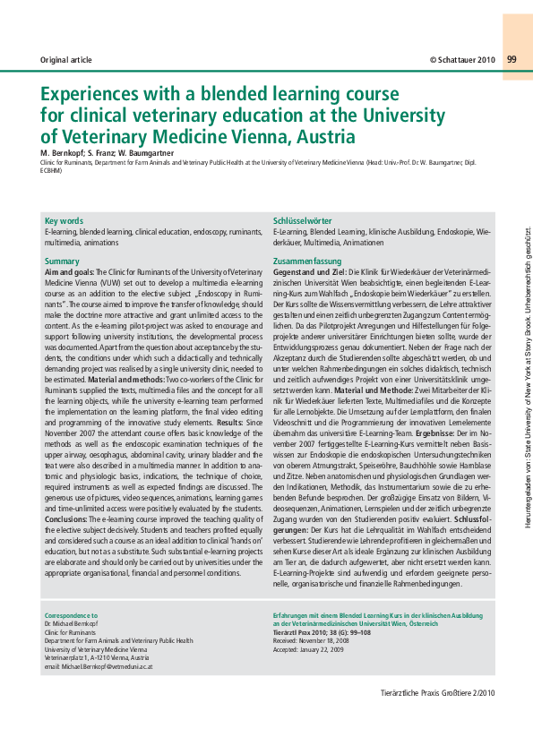 (PDF) Experiences with a blended learning course for clinical ...