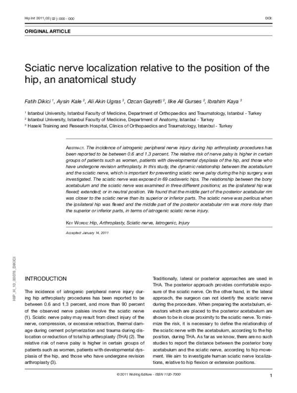 (PDF) Sciatic Nerve Localization Relative to the Position of the Hip, An Anatomical Study