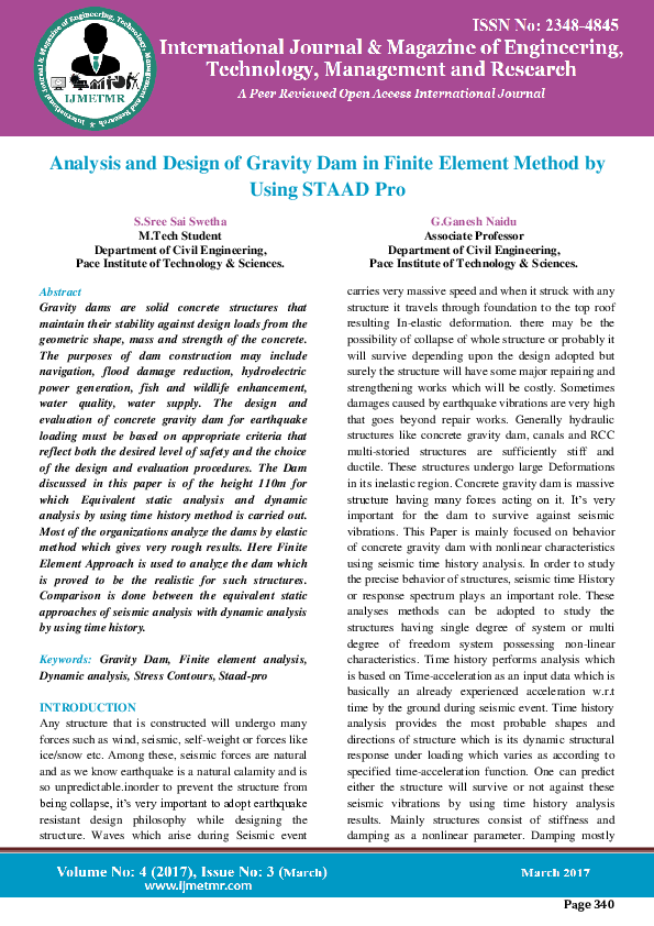 (PDF) Analysis and Design of Gravity Dam in Finite Element Method by ...