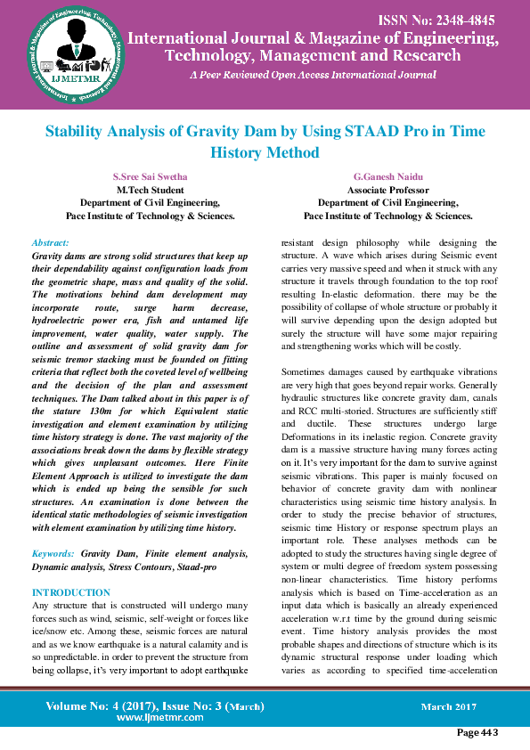(PDF) Stability Analysis of Gravity Dam by Using STAAD Pro in Time ...