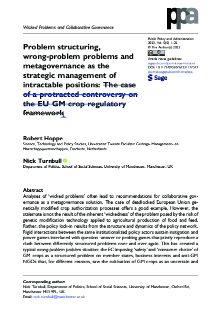 (PDF) Problem structuring, wrong-problem problems and metagovernance as ...
