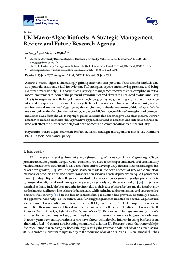 (PDF) UK Macro-Algae Biofuels: A Strategic Management Review and Future ...