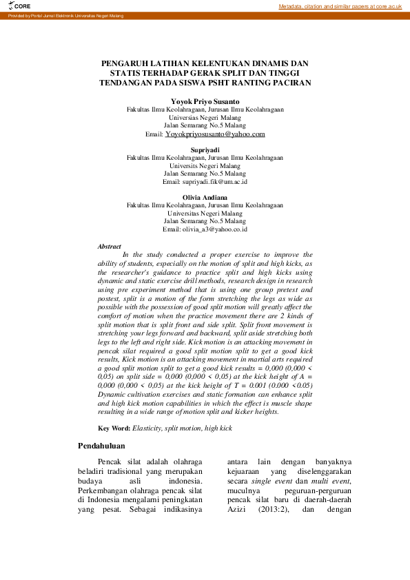 (PDF) Pengaruh Latihan Kelentukan Dinamis Dan Statis Terhadap Gerak ...
