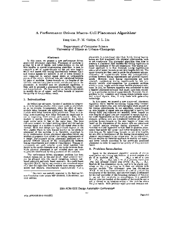 Pdf A Performance Driven Macro Cell Placement Algorithm