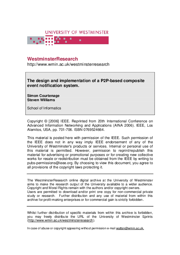 (PDF) The Design and Implementation of a P2P-Based Composite Event Notification System