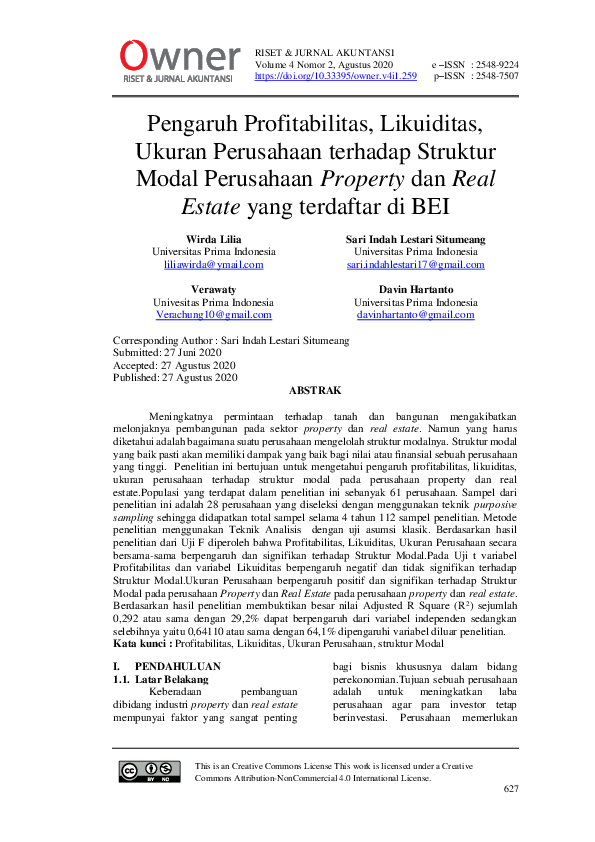 (PDF) Pengaruh Profitabilitas, Likuiditas, Ukuran Perusahaan terhadap Struktur Modal Perusahaan ...