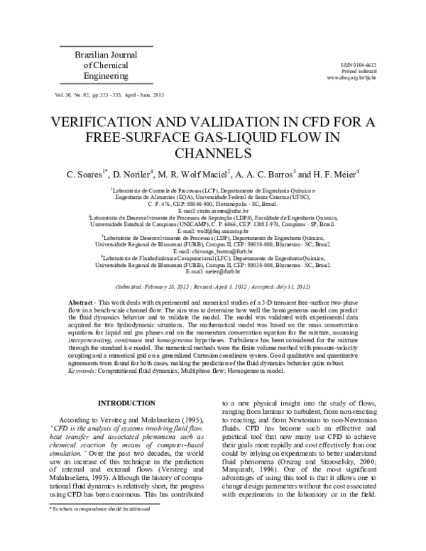 (PDF) Verification and validation in CFD for a free-surface gas-liquid ...
