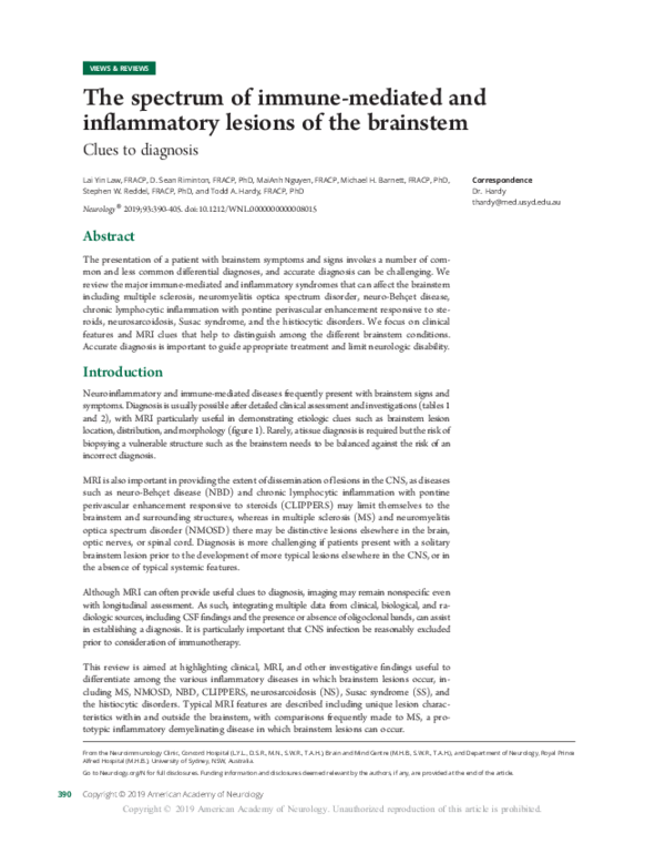 (PDF) The spectrum of immune-mediated and inflammatory lesions of the ...