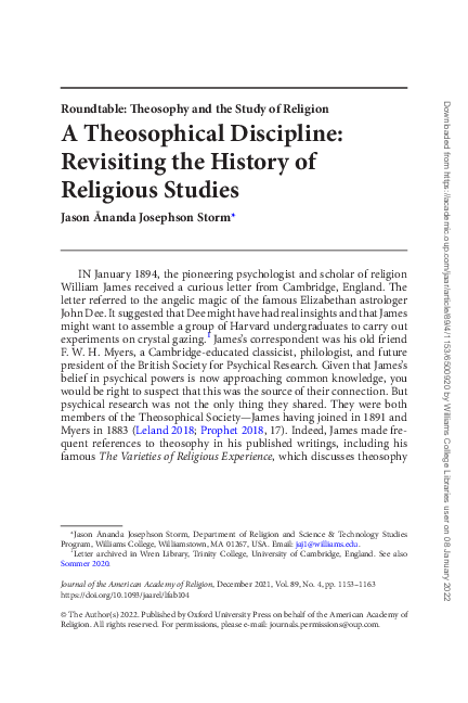 (PDF) A Theosophical Discipline: Revisiting the History of Religious ...
