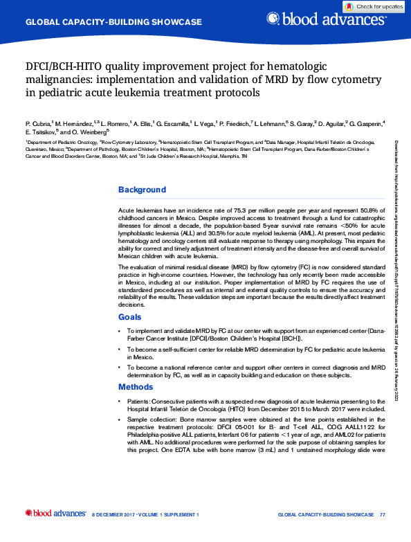 (PDF) DFCI/BCH-HITO quality improvement project for hematologic ...