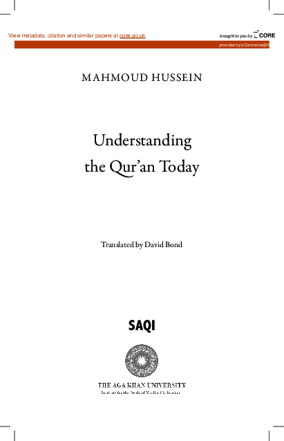 (PDF) Understanding the Qur'an today