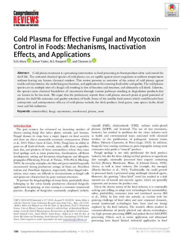 (PDF) Cold Plasma for Effective Fungal and Mycotoxin Control in Foods ...