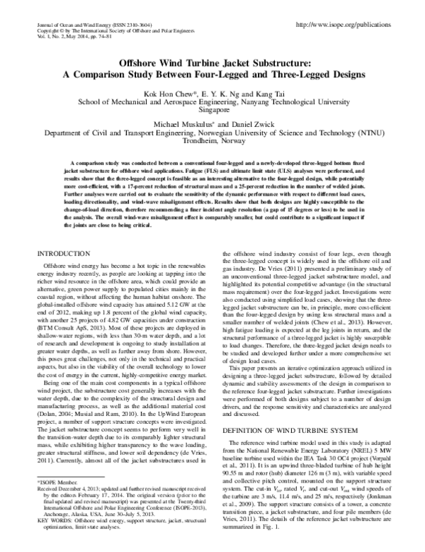 (PDF) Offshore wind turbine jacket substructure: a comparison study ...