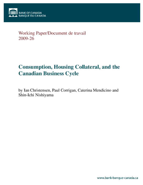 (PDF) Consumption, housing collateral and the Canadian business cycle