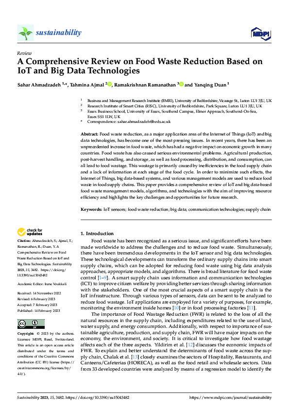 (PDF) A Comprehensive Review on Food Waste Reduction Based on IoT and ...