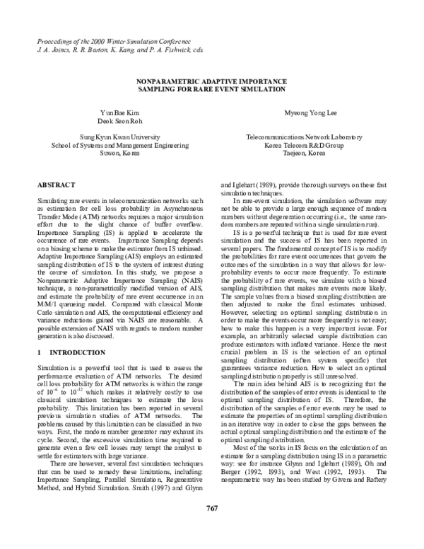 (PDF) Nonparametric adaptive importance sampling for rare event simulation (PDF) Nonparametric adaptive importance sampling for rare event simulation