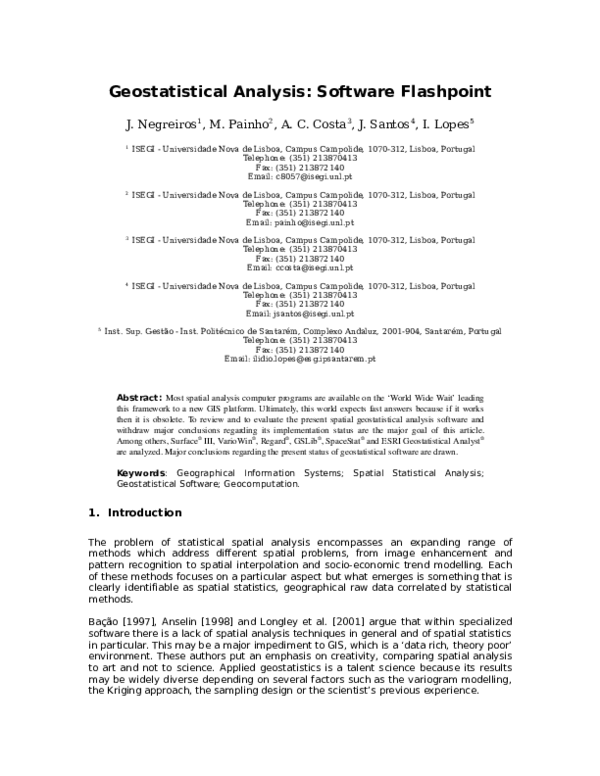 (PDF) Geostatistical Analysis: Software Flashpoint