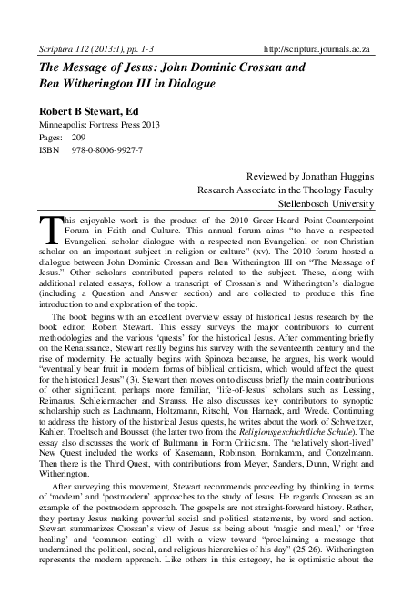 (PDF) The Message of Jesus: John Dominic Crossan and Ben Witherington ...