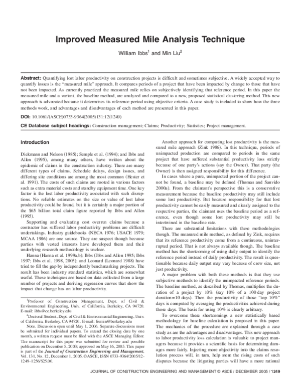 (PDF) Improved Measured Mile Analysis Technique