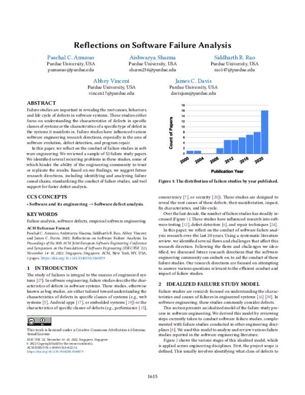 (PDF) Reflections on software failure analysis