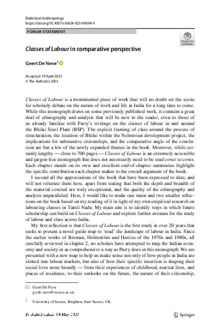 (PDF) Classes of Labour in comparative perspective