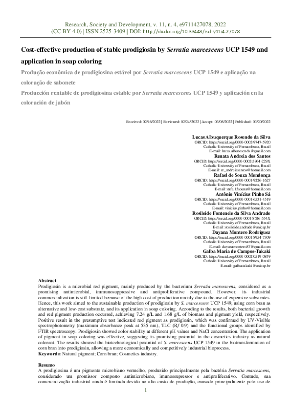 (PDF) Cost-effective production of stable prodigiosin by Serratia ...