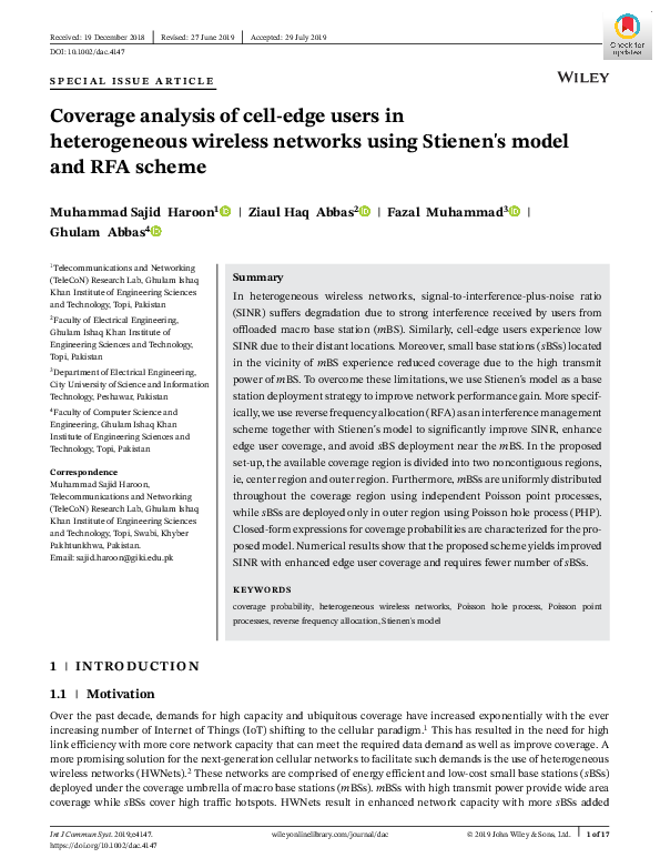 (PDF) Coverage analysis of cell-edge users in heterogeneous wireless networks using Stienen's ...