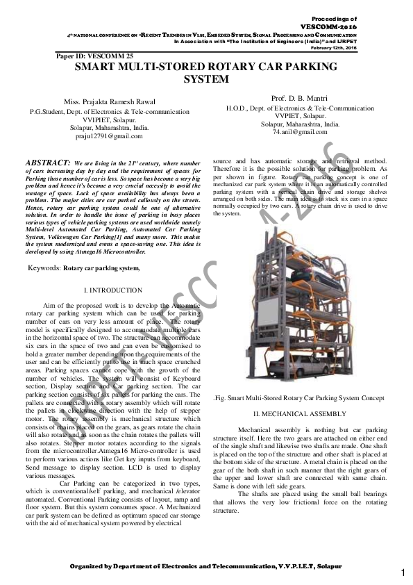 (PDF) Smart Multi-Stored Rotary Car Parking System