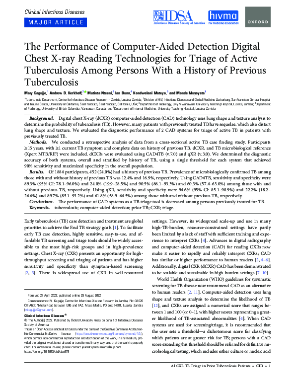 Pdf The Performance Of Computer Aided Detection Digital Chest X Ray