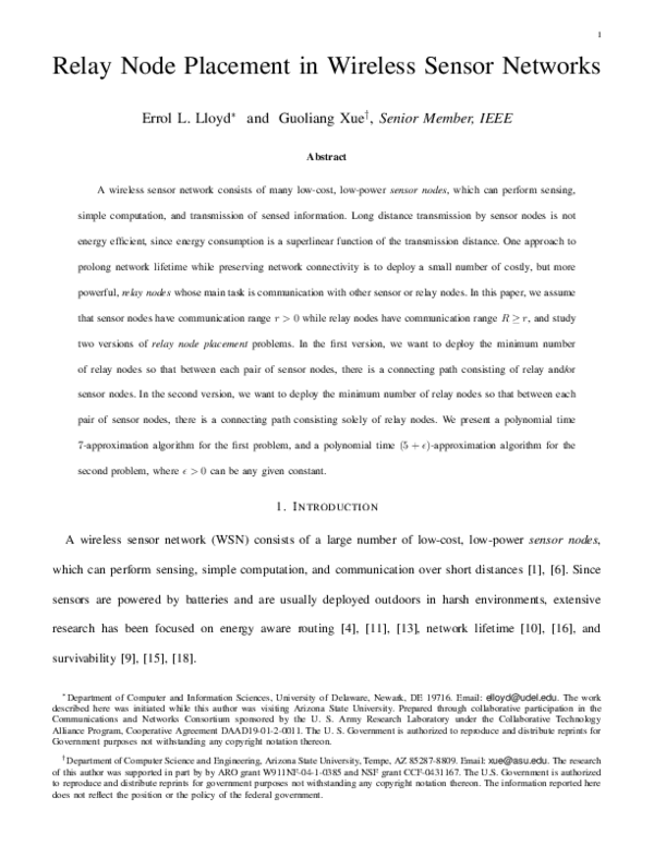 Pdf Relay Node Placement In Wireless Sensor Networks 7358