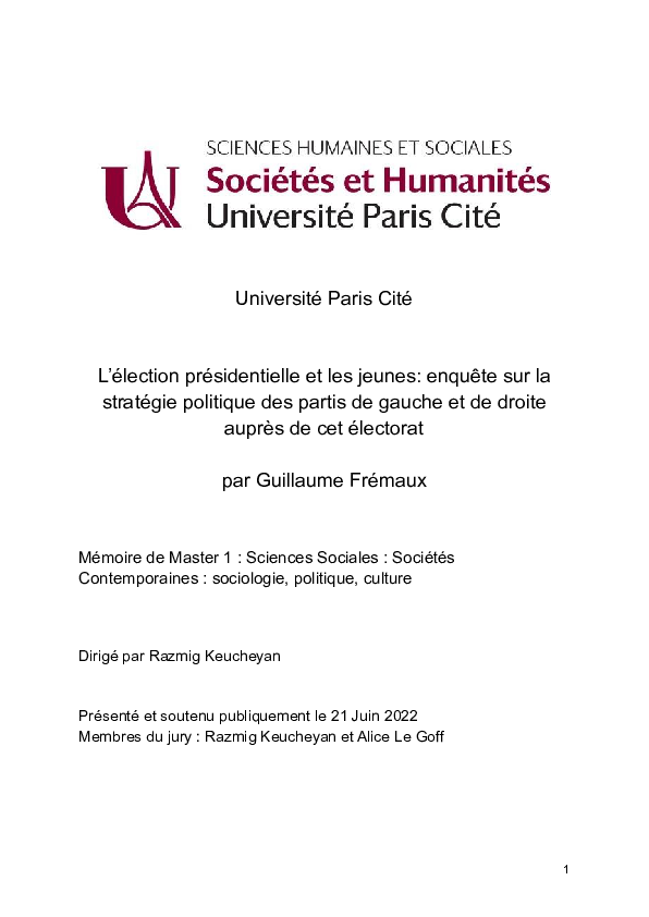 (PDF) Mémoire de Master 1