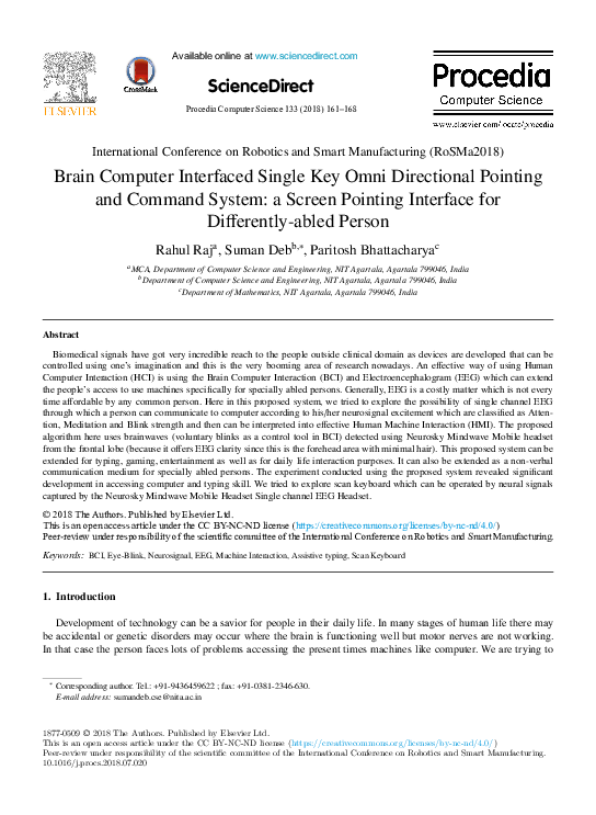 (PDF) Brain Computer Interfaced Single Key Omni Directional Pointing ...