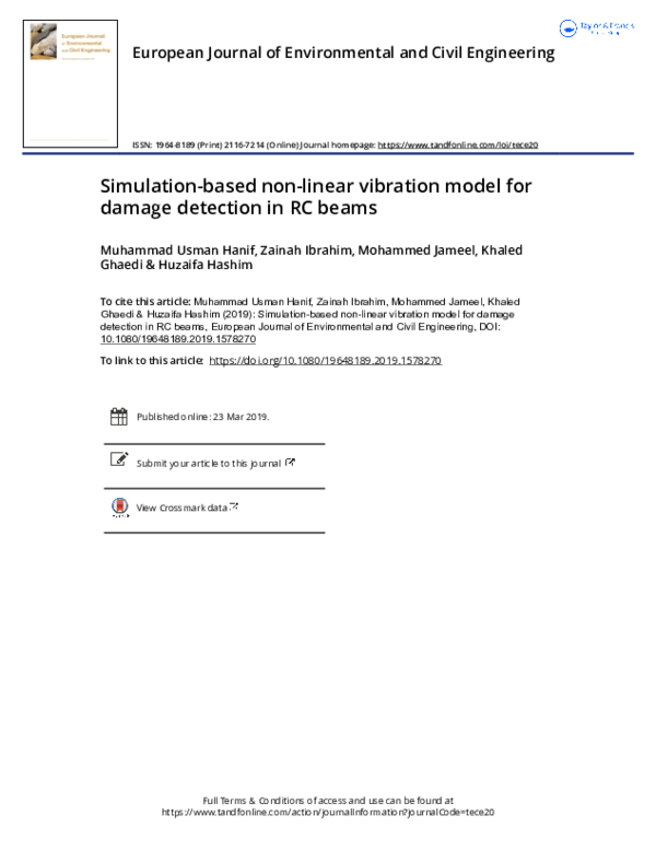 (PDF) Simulation-based non-linear vibration model for damage detection in RC beams