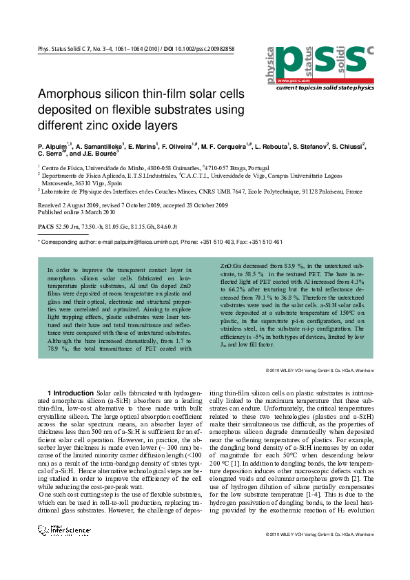 (PDF) Amorphous silicon thin‐film solar cells deposited on flexible ...