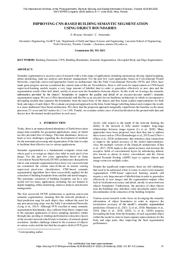 (PDF) Improving CNN-Based Building Semantic Segmentation Using Object Boundaries
