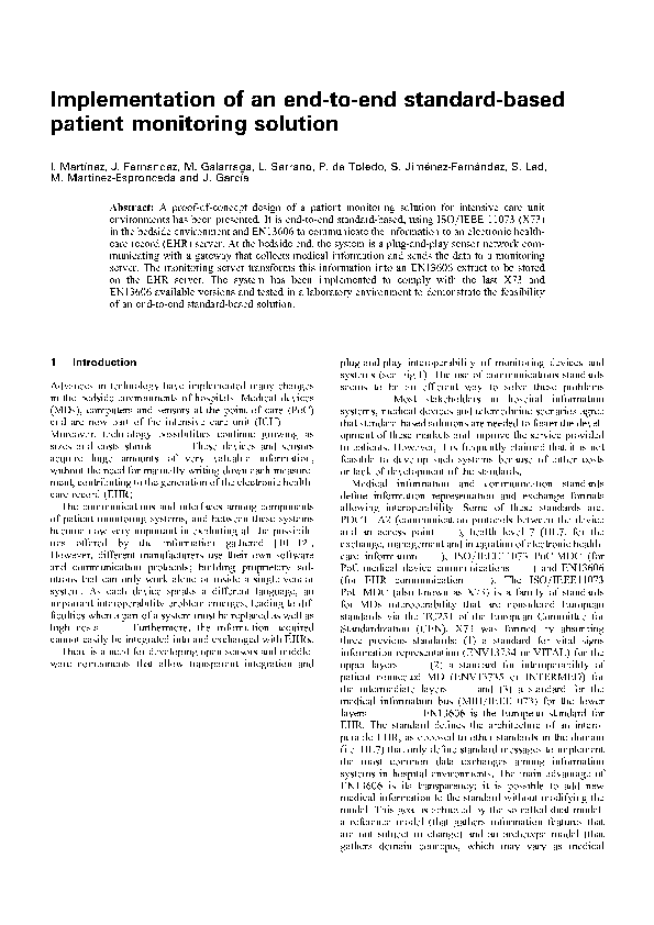 (PDF) Implementation of an end-to-end standard-based patient monitoring ...