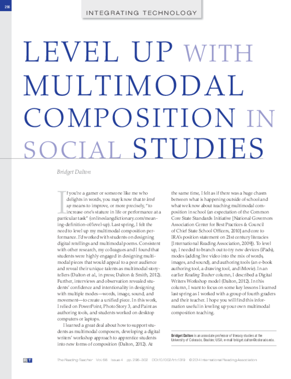 (PDF) Level Up With Multimodal Composition in Social Studies