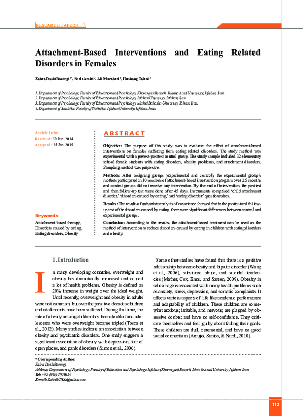 (PDF) Attachment-Based Interventions and Eating Related Disorders in ...