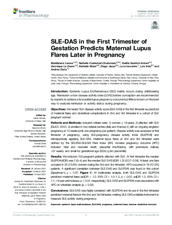 (PDF) SLE-DAS in the First Trimester of Gestation Predicts Maternal ...