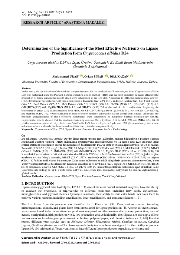 (PDF) Determination of the Significance of the Most Effective Nutrients ...