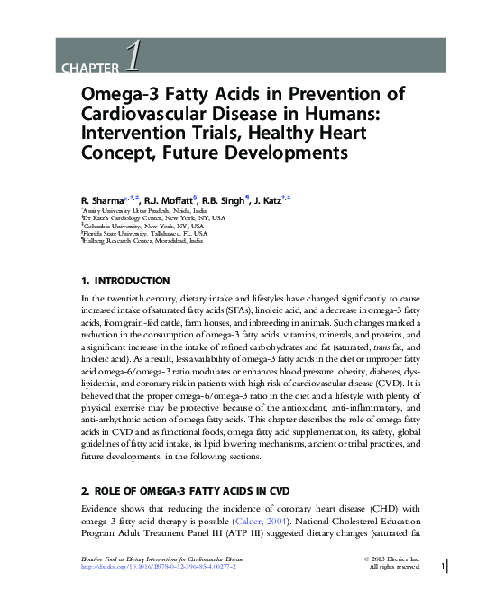 (PDF) Omega-3 Fatty Acids in Prevention of Cardiovascular Disease in Humans