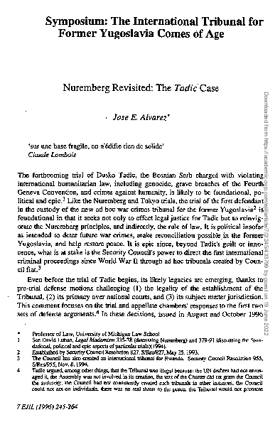 (PDF) Nuremberg Revisited: The Tadic Case
