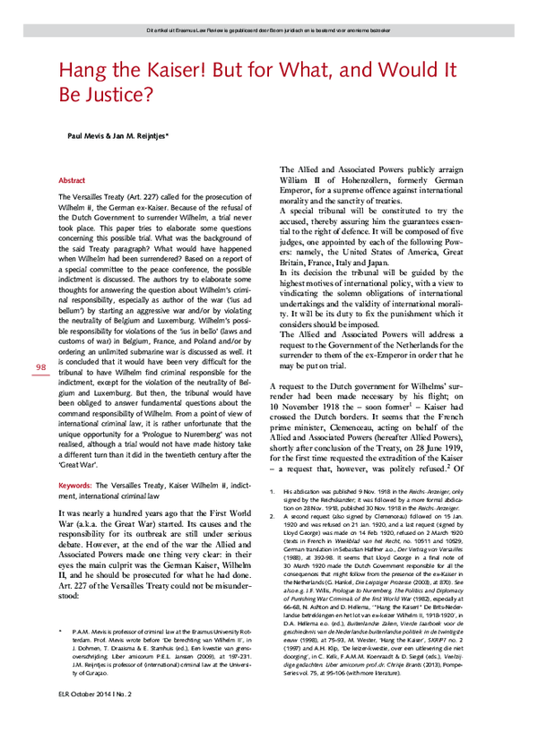(PDF) Hang the Kaiser! But for What, and Would It Be Justice?