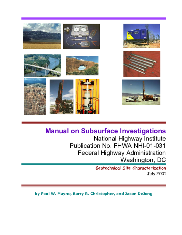 (PDF) Manual on subsurface investigations